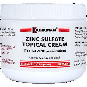 Kirkman Labs Zinc Sulfate Topical Cream - 4 Oz | Nutriessential
